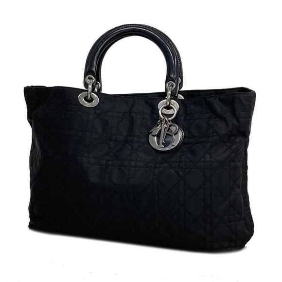Dior | Bags | Christian Dior Handbag Cannage Lady Nylon Black Womens ...